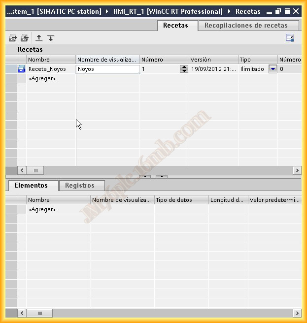 Recetas en TIA WinCC Runtime Professional