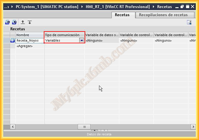 Recetas en TIA WinCC Runtime Professional